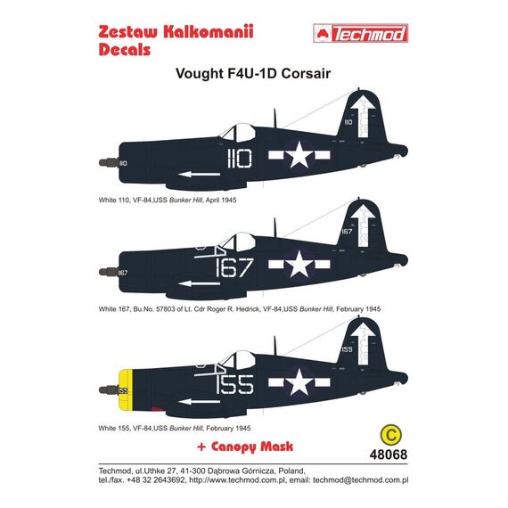 F4U-1D Corsair decal sheet