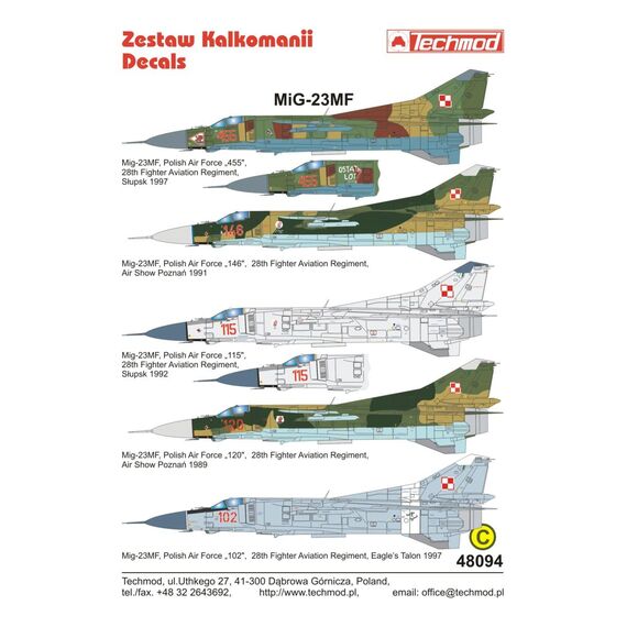MiG-23MF decal sheet