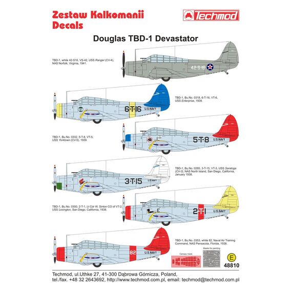 TBD-1 Devastator decal sheet