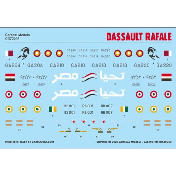 Rafale decal sheet Caracal Models CD72095 1:72