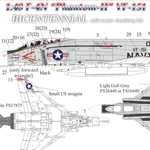 F-4N Phantom-II VF-151 Bicentennial, no stencils