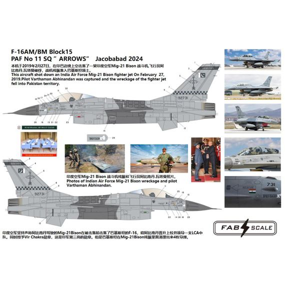 F-16AM/BM Block15 PAF No 11 SQ ”ARROWS”Jacobabad 2024 FAB SCALE FD48042 ...