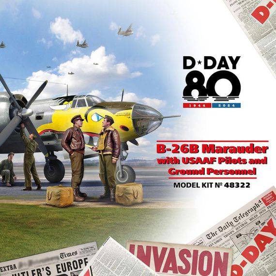 B-26B Marauder with USAAF Pilots and ground personnel ICM 48322 1:48