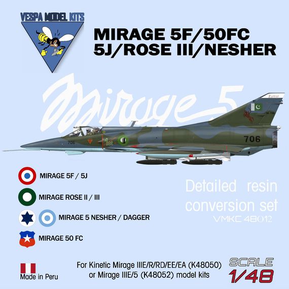 Mirage 5F/5J/50FC/Nesher-Dagger/ROSE II-III conversion set Vespa Model ...