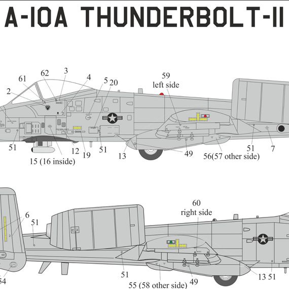A-10A Thunderbolt stencils UpRise Decals UR32172 1:32