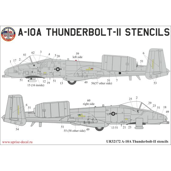 A-10A Thunderbolt stencils UpRise Decals UR32172 1:32