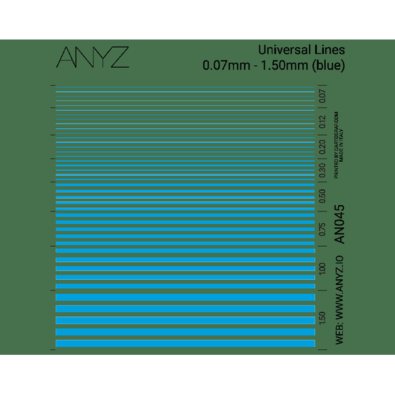 Universal lines 0.07mm - 1.50mm (blue)