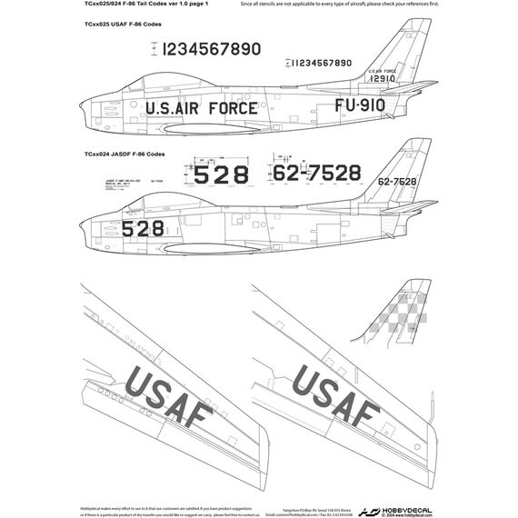 F-86 USAF Tail codes ver 1