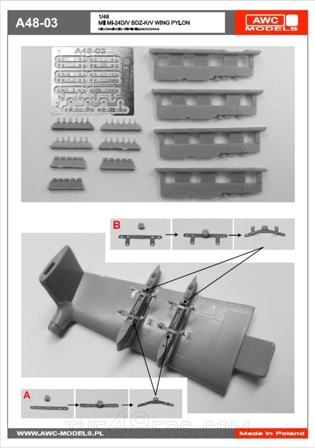 Mi-24 D/V BDZ-KrV wing pylon x 4 AWC-Models A48-03 1:48