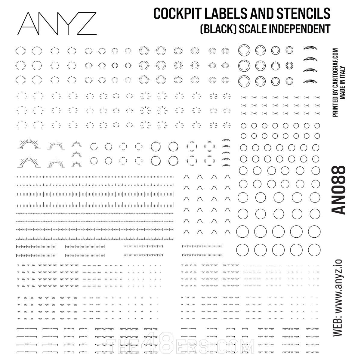 Cockpit Labels and Stencils (Black) (Scale Independent)