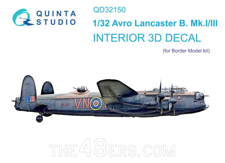 Lancaster B I/III cockpit 3D decal Quinta Studio QD32150 1:32