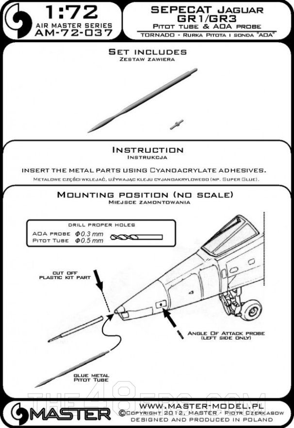 Jaguar GR1/GR3 pitot tube + AOA probe Master AM-72-037 1:72