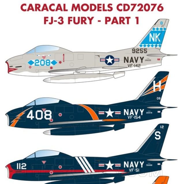 FJ-3 Fury Part 1 decal sheet Caracal Models CD72076 1:72