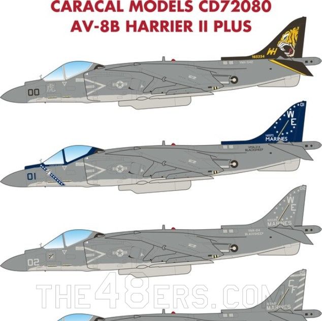 AV-8B Harrier II Plus decal sheet Caracal Models CD72080 1:72