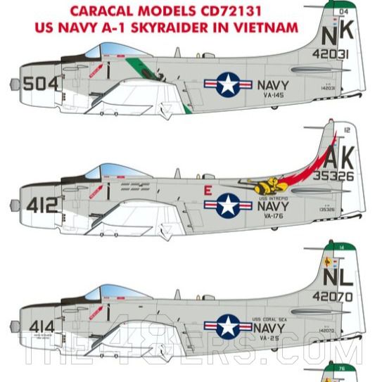 A-1 Skyraider Vietnam decal sheet Caracal Models CD72131 1:72