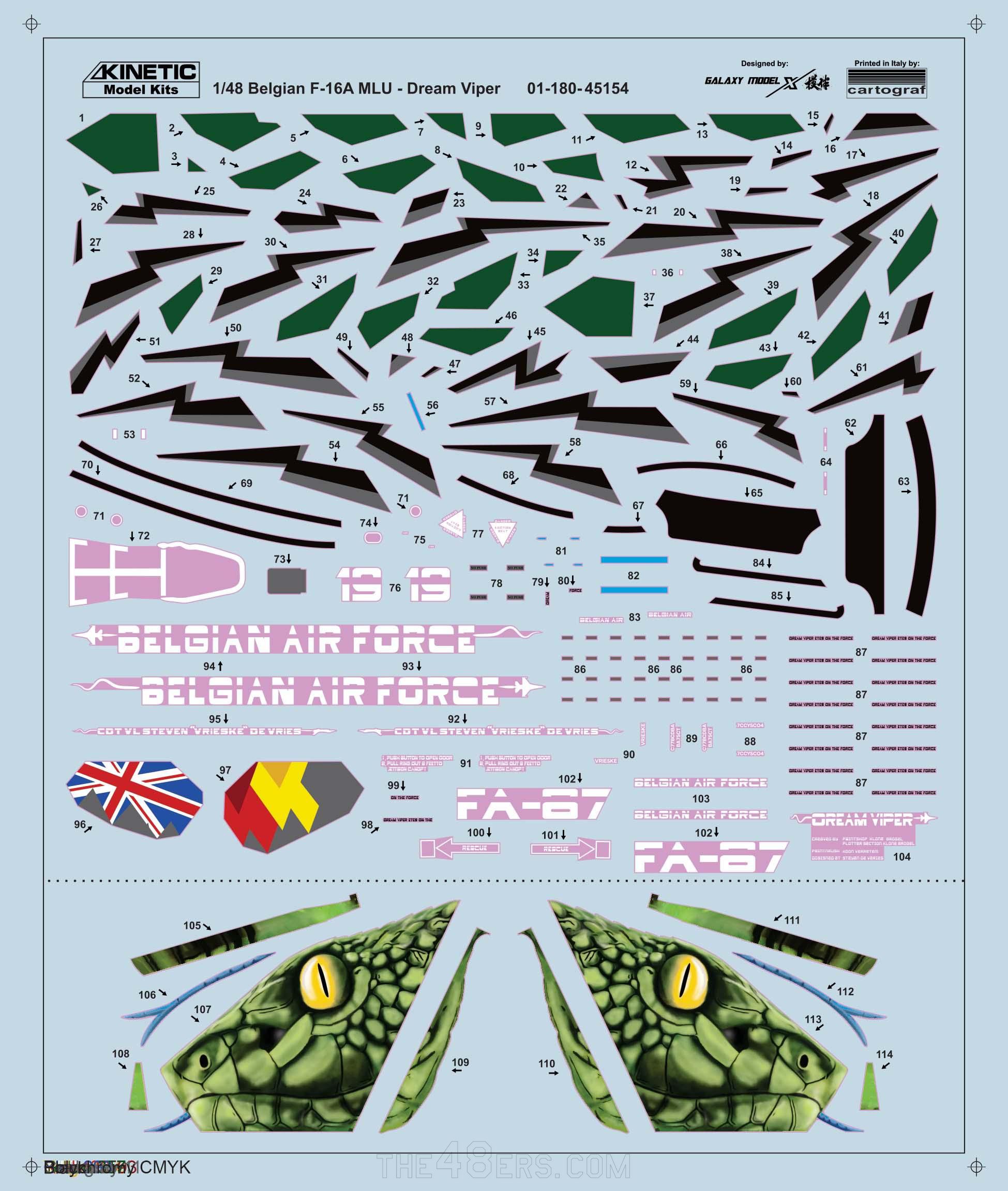 F-16A MLU Belgian Air Force Dream Viper Kinetic K48154 1:48