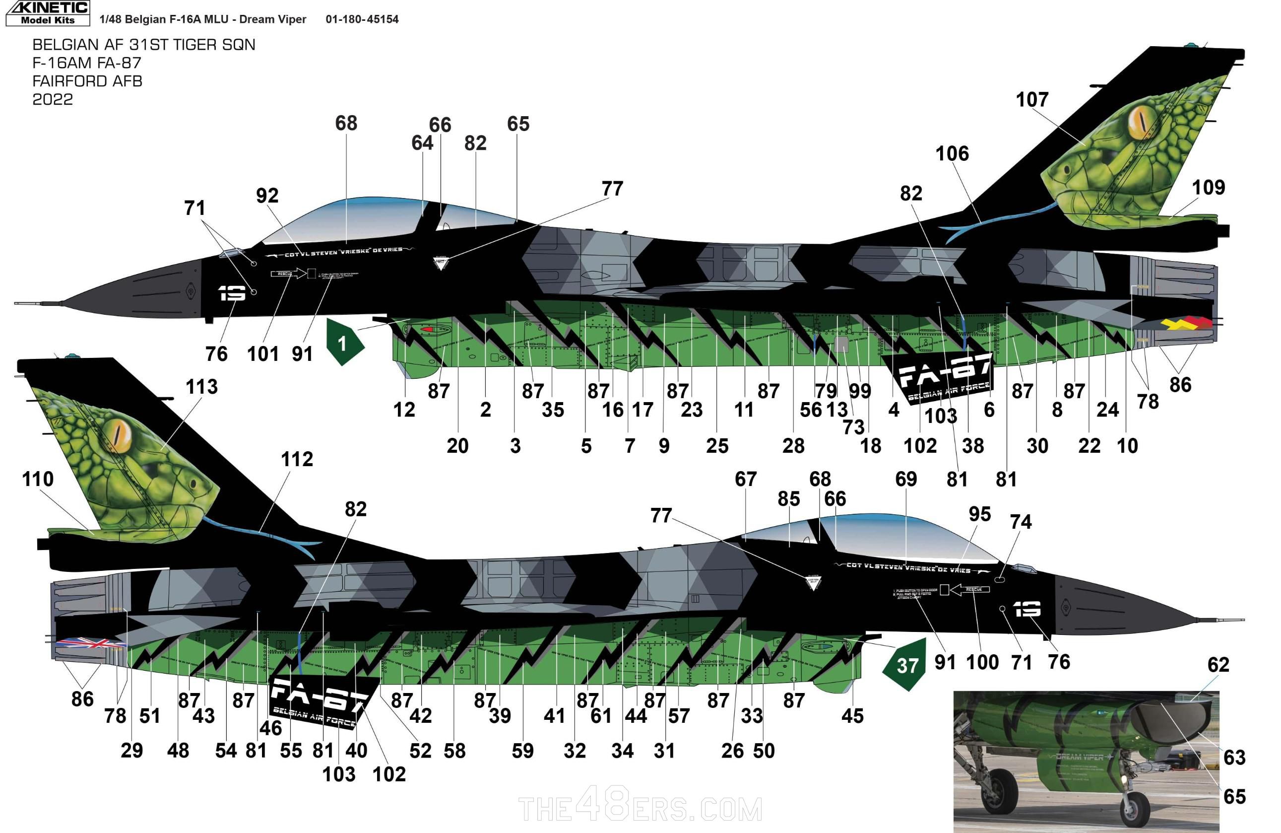 F-16A MLU Belgian Air Force Dream Viper Kinetic K48154 1:48