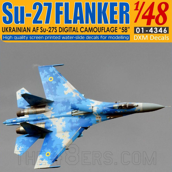 Su-27 Digital Camouflage Scheme Ukrainian Air Force DXM Decals 01-4346 1:48