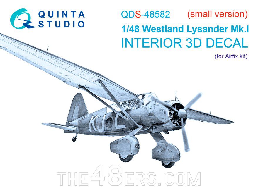 Lysander Mk.I cockpit 3D decal (small) Quinta Studio QDS-48582 1:48