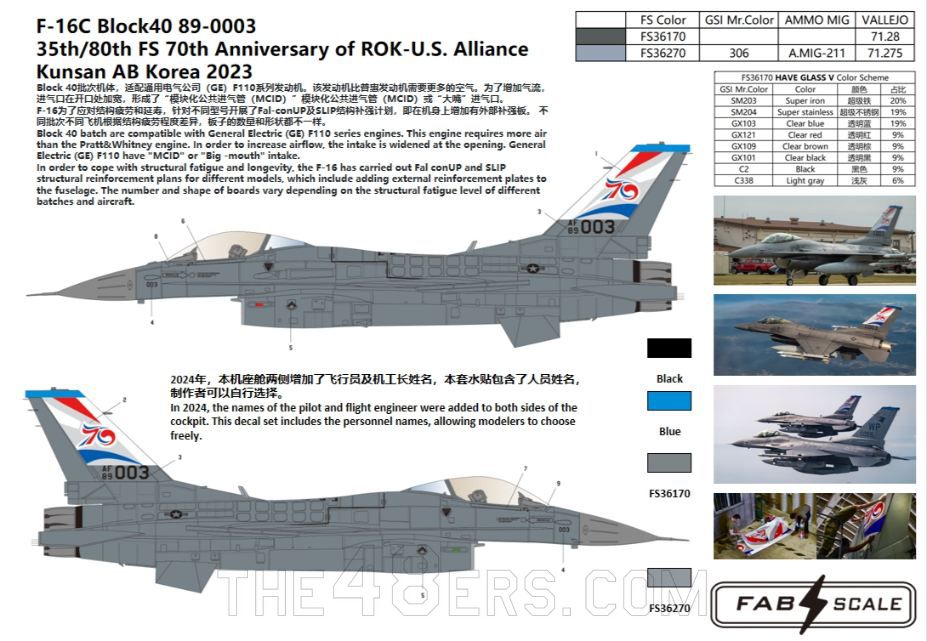 F-16C Block40 89-0003 90-0736 35th/80th FS 70th Anniversary of ROK-U.S ...