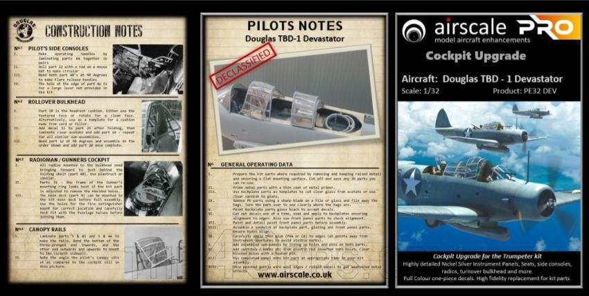 TBD Devastator Cockpit Upgrade Airscale PE32 DEV 1:32