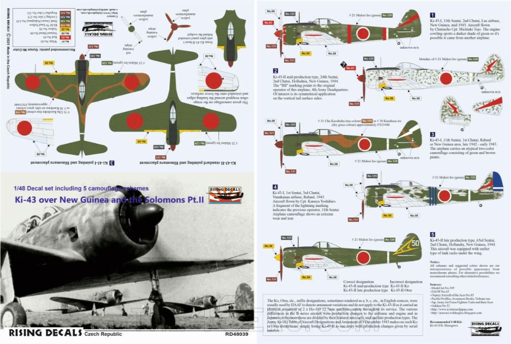 Ki-43 over New Guinea and the Solomons” Pt.II Rising Decals 48-039 1:48