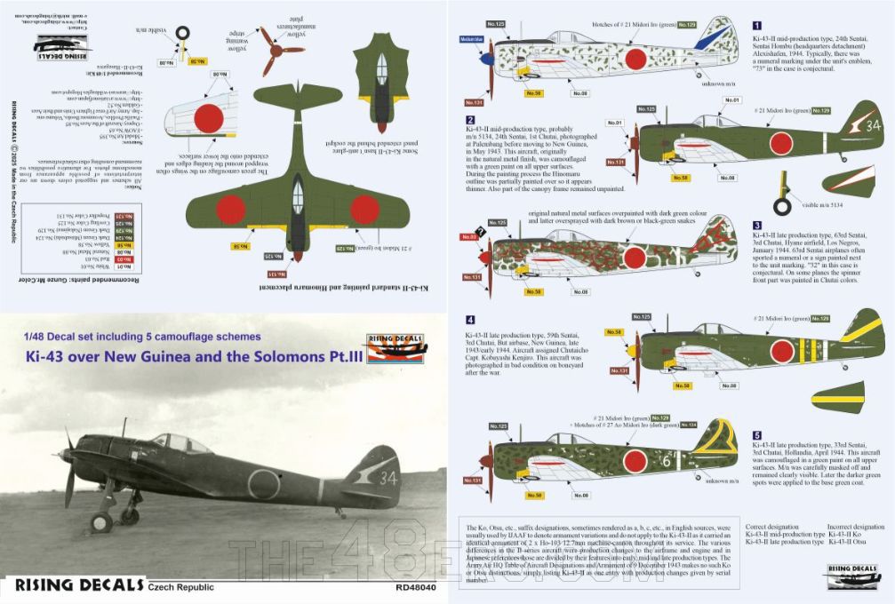 Ki-43 over New Guinea and the Solomons” Pt.III Rising Decals 48-040 1:48