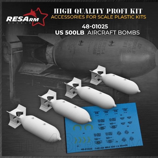 US WW 500lbs aircraft bombs (+decal) RESArm 48-01025 1:48