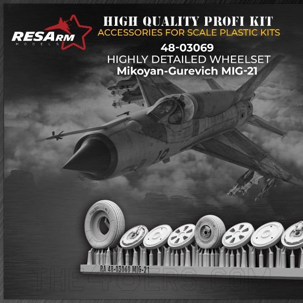 MiG-21 highly detailed wheel set RESArm 48-03069 1:48