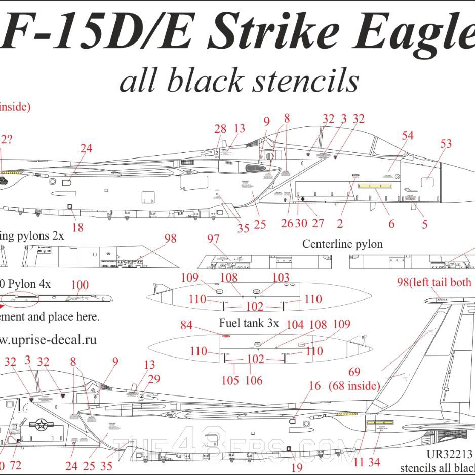 F-15E Strike Eagle stencils UpRise Decals UR32213 1:32