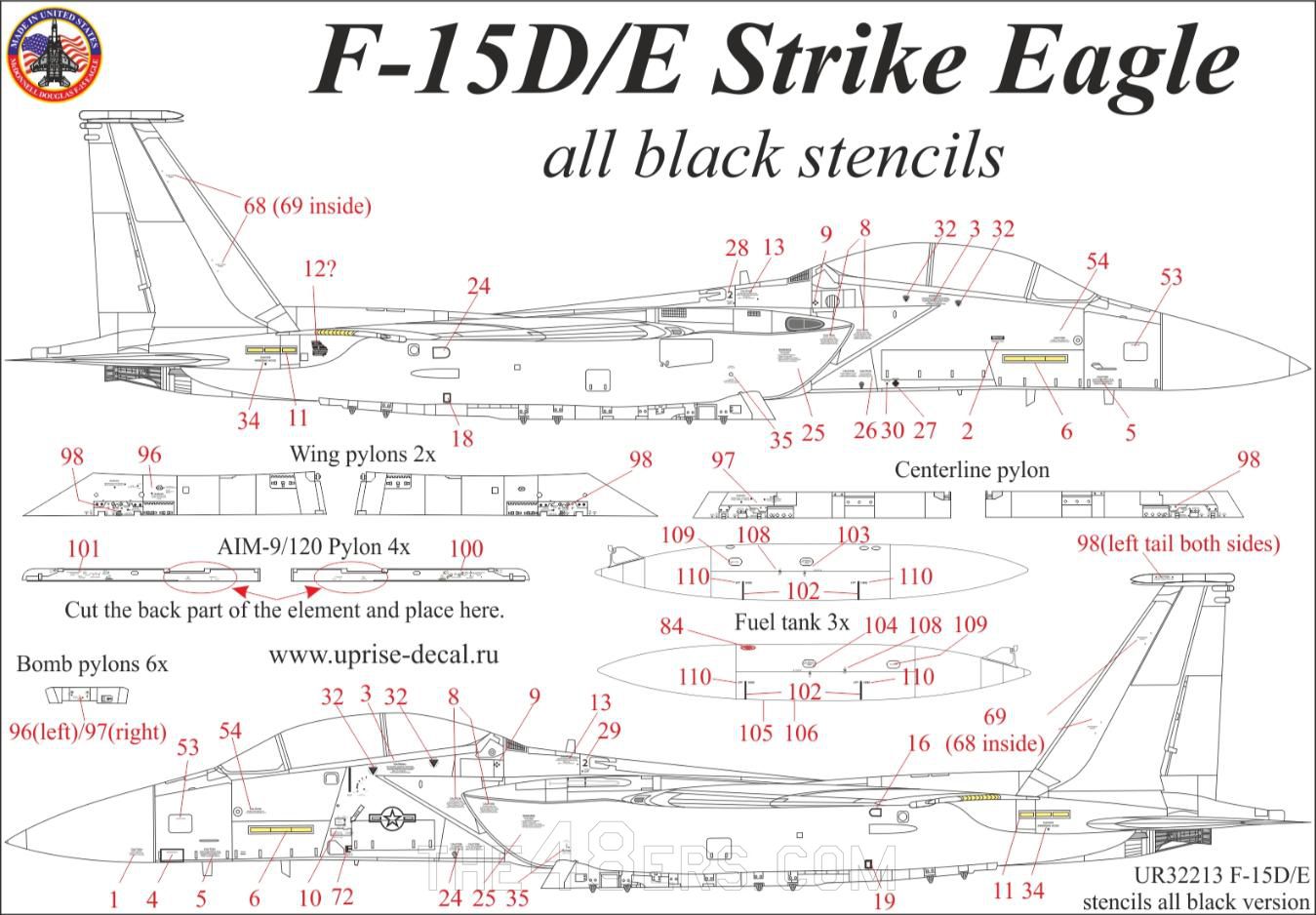 F-15E Strike Eagle stencils UpRise Decals UR32213 1:32
