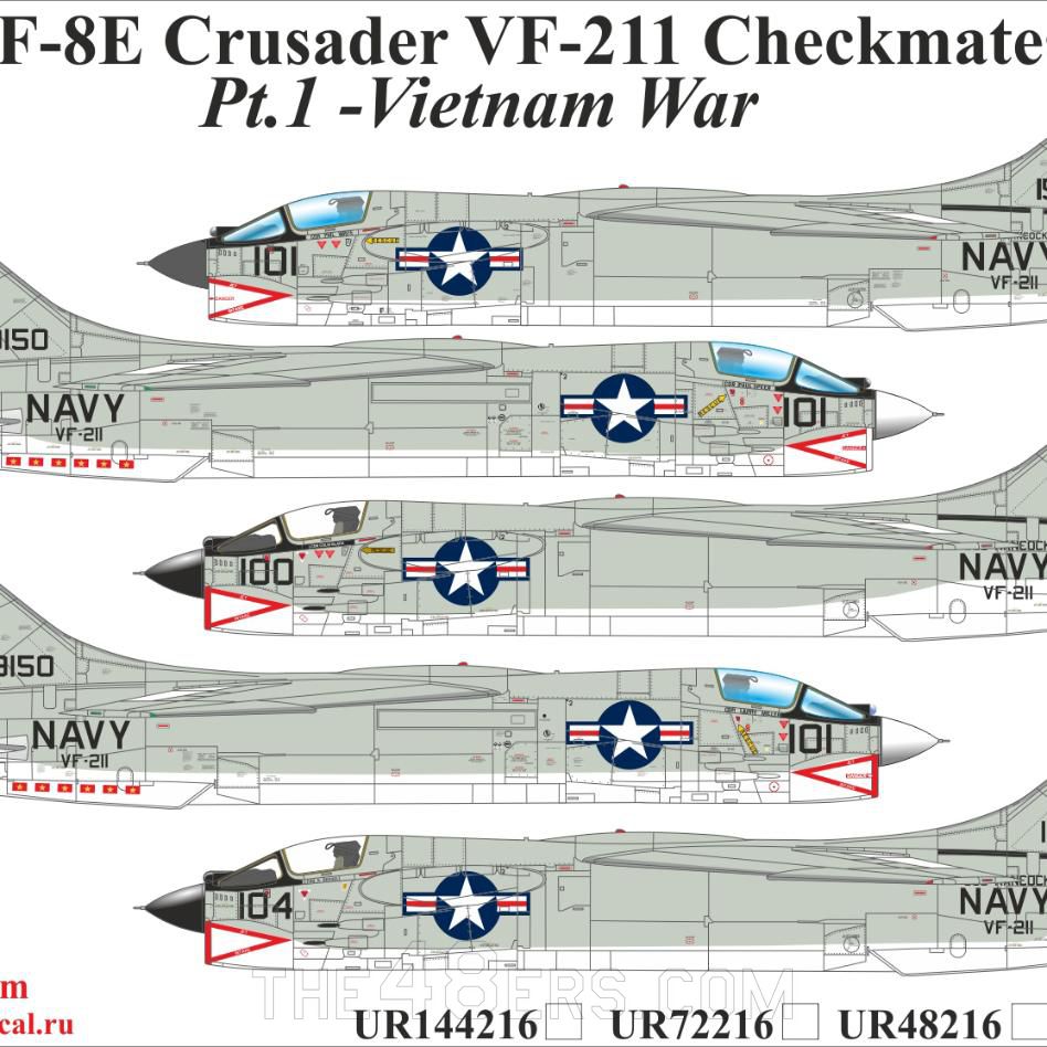 F-8E Crusader VF-211 Checkmates Pt.1 UpRise Decals UR32216 1:32