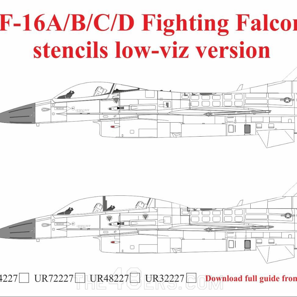 F-16 Fighting Falcon Low-Viz stencils version UpRise Decals UR32227 1:32
