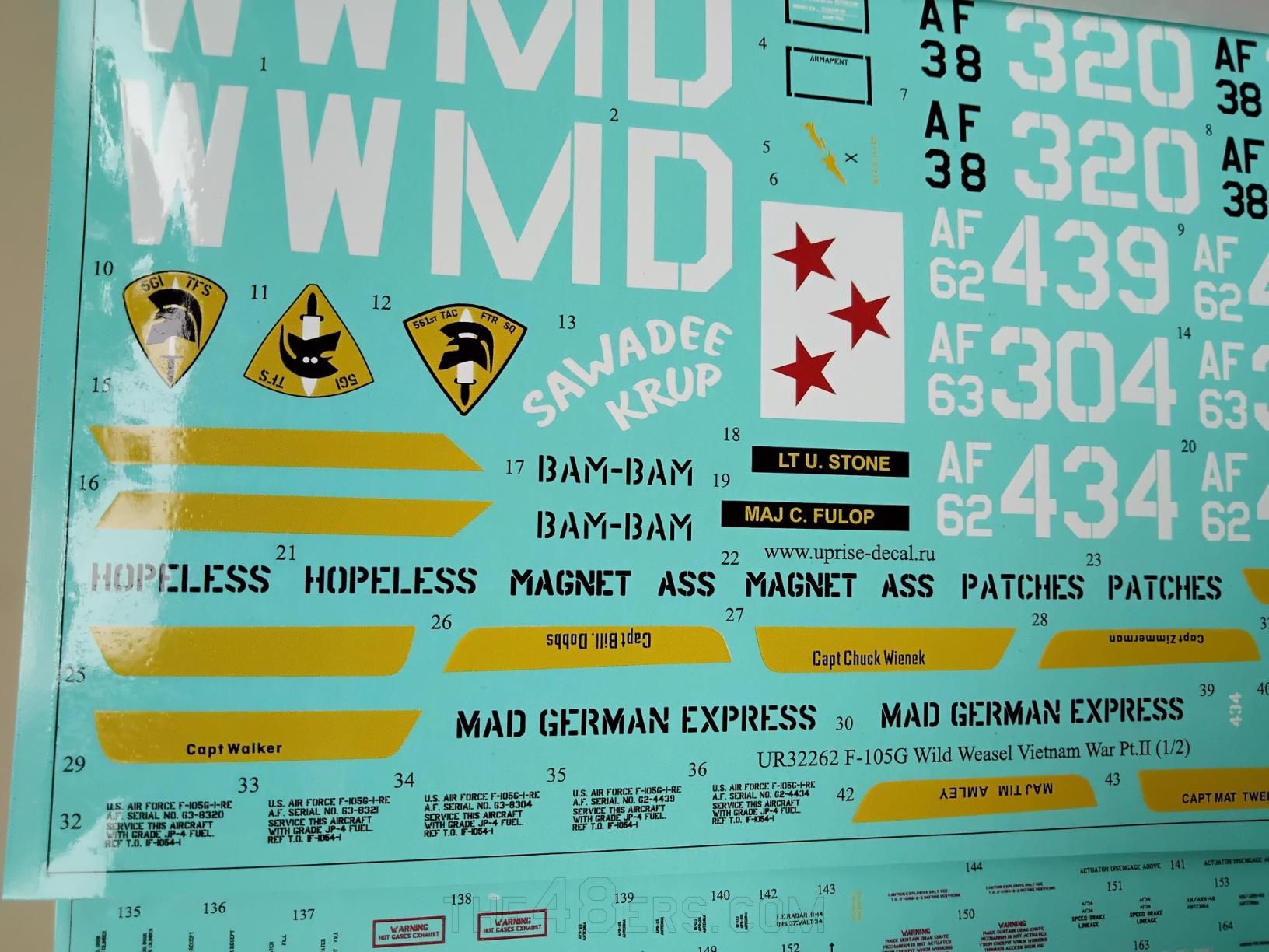 F-105G Wild Weasel Vietnam War Pt.1 UpRise Decals UR32262 1:32