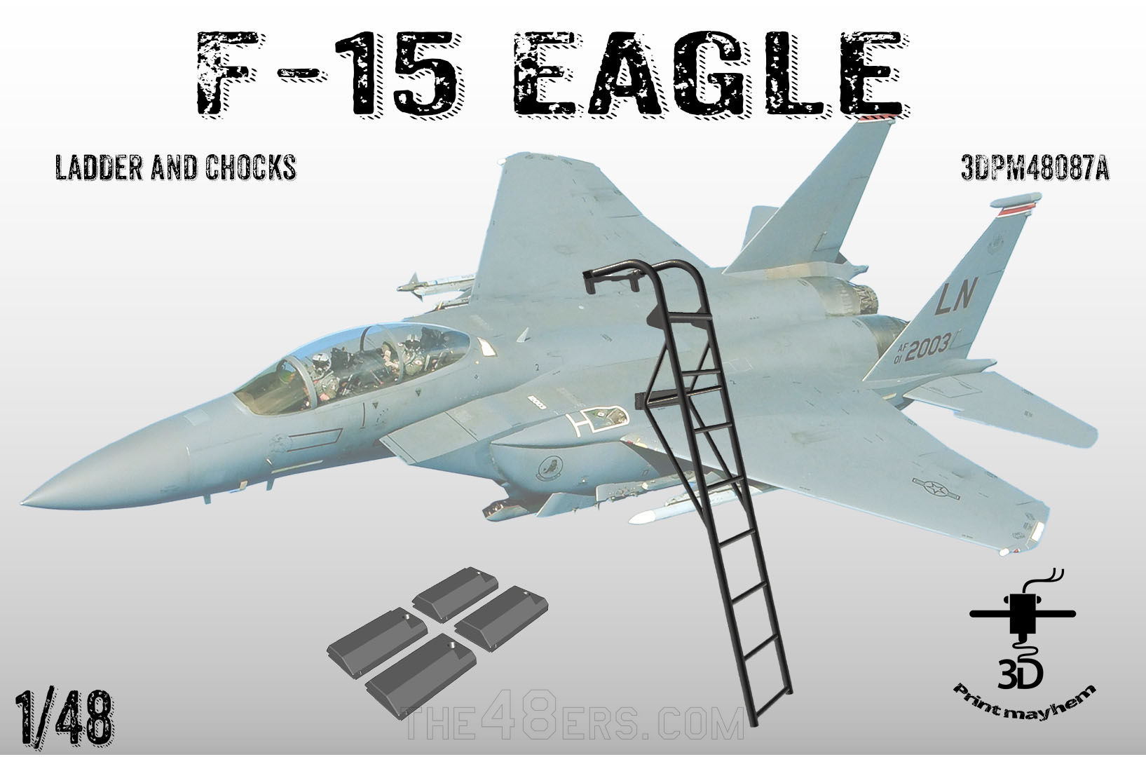 F-15 Ladder and chocks 3D Print Mayhem 3DPM48087A 1:48