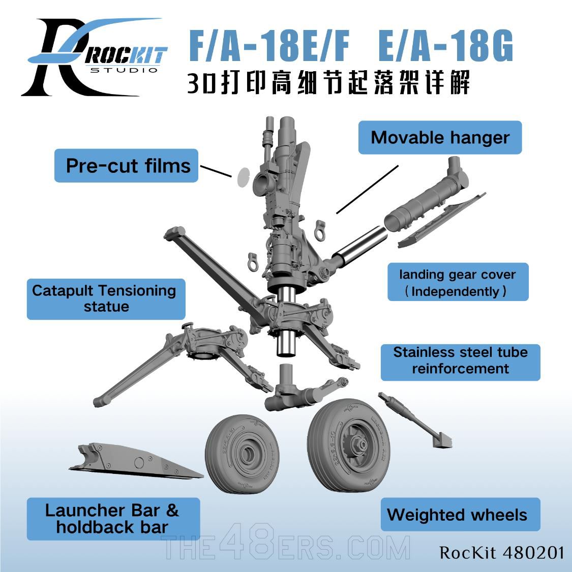 F/A-18 E/F landing gear with wheels RocKit Studio 480201H 1:48