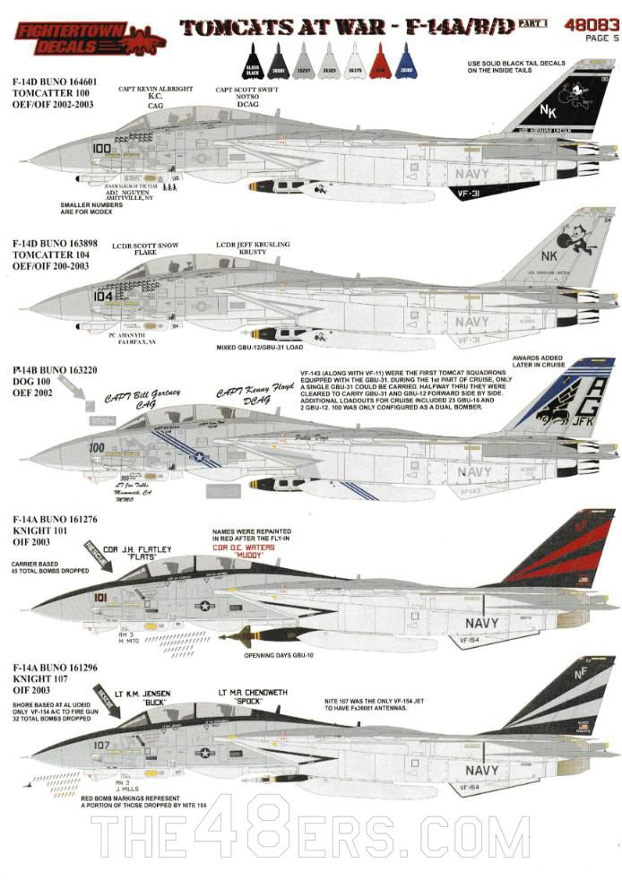 F-14 Tomcats At War Pt1 Redux Fightertown Decals 48083 1:48