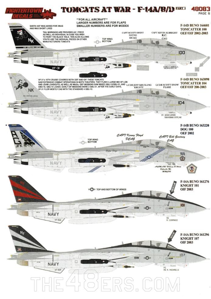 F-14 Tomcats At War Pt1 Redux Fightertown Decals 48083 1:48