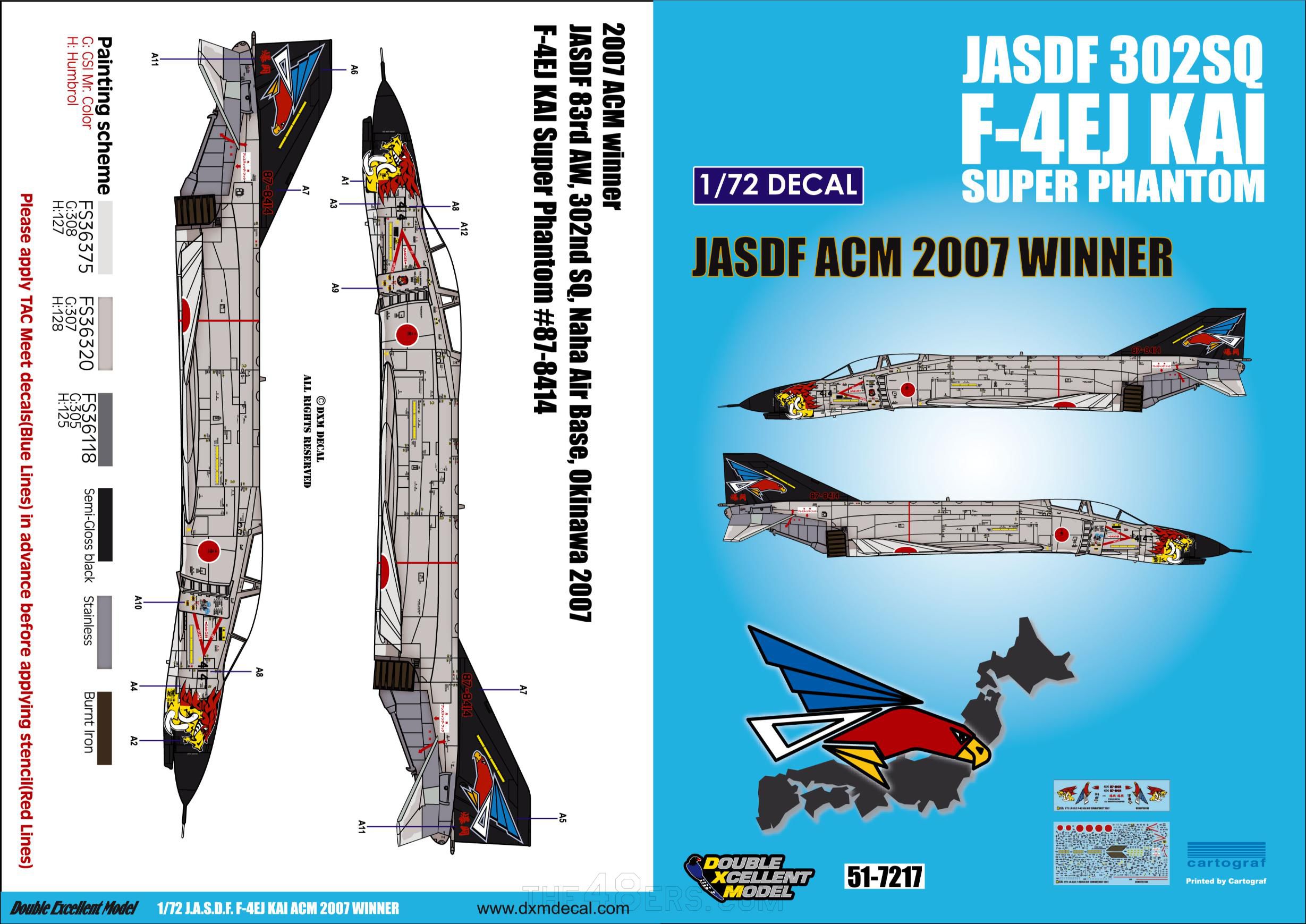 F-4EJ JASDF Kai ACM 2007 winner DXM Decals 51-7217 1:72