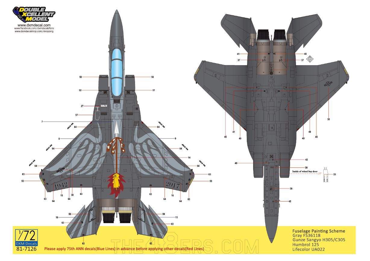 F-15E USAF 4FW's 75th Anniversary, SJ AB DXM Decals 81-7126 1:72