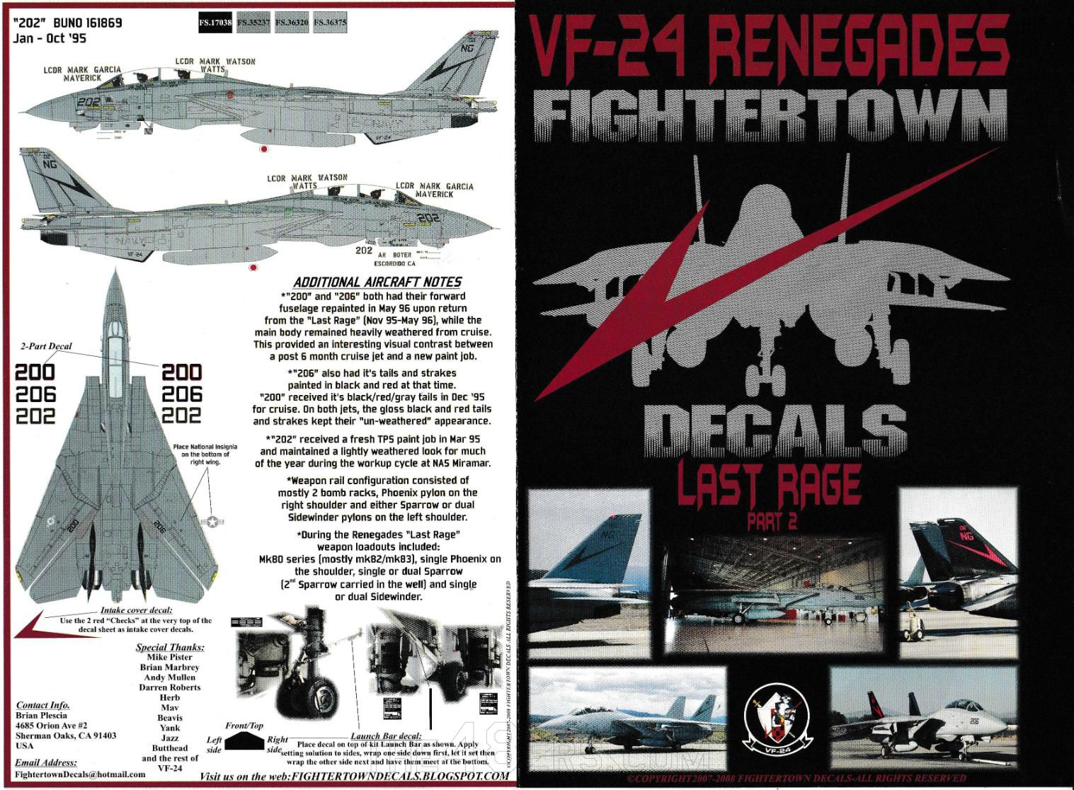 F-14A Renegades Fightertown Decals 48002 1:48