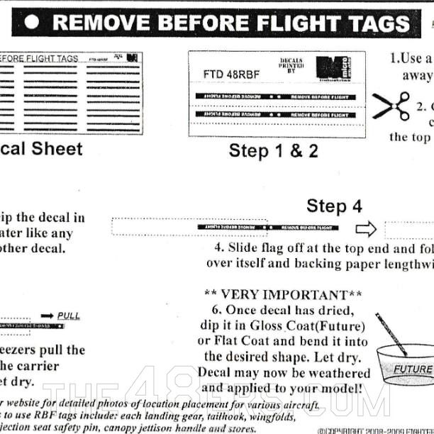 Remove Before Flight (RBF) Flags Fightertown Decals 48RBF 1:48