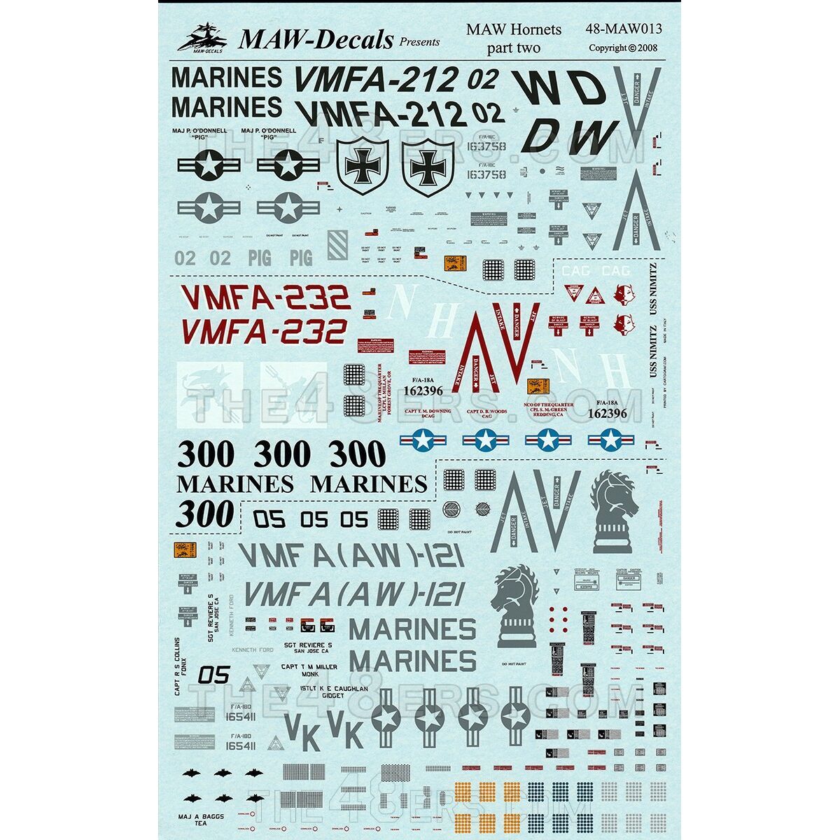F-18A/C/D Hornets Part II decal sheet