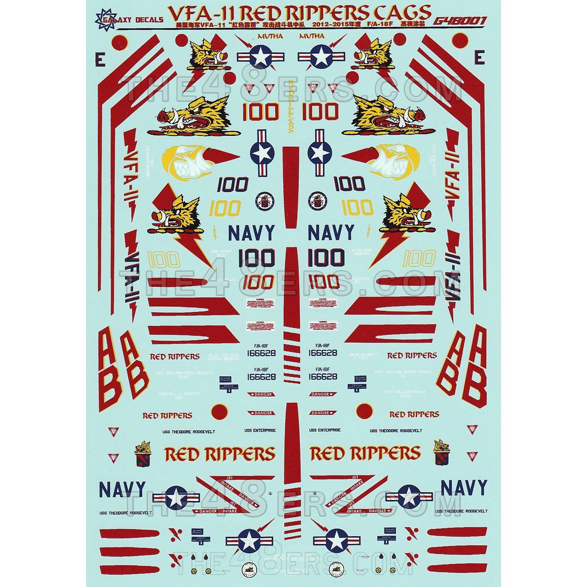 F/A-18F VFA-11 red rippers decal set
