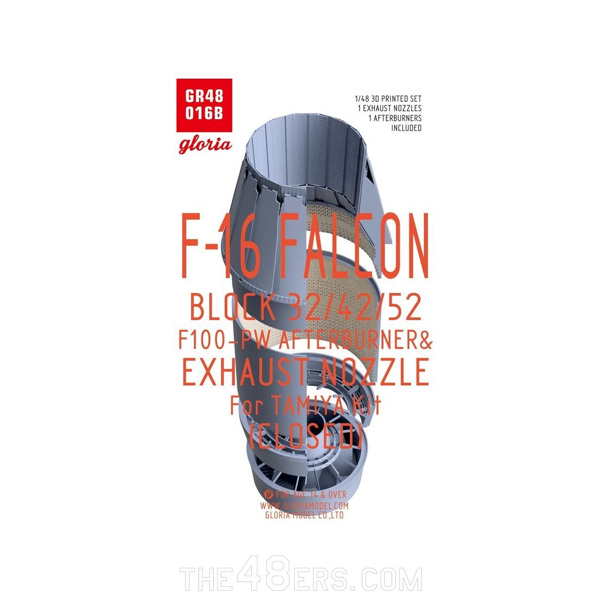 F-16 BLOCK 32/42/52 F100-PW afterburner & exhaust nozzle (closed)