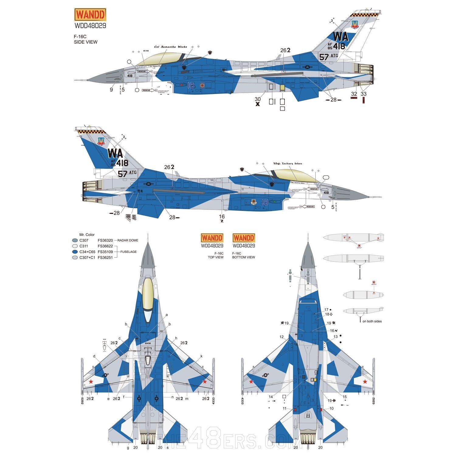 USAF Blue Splinter Aggressor F-16, F-15, F-104