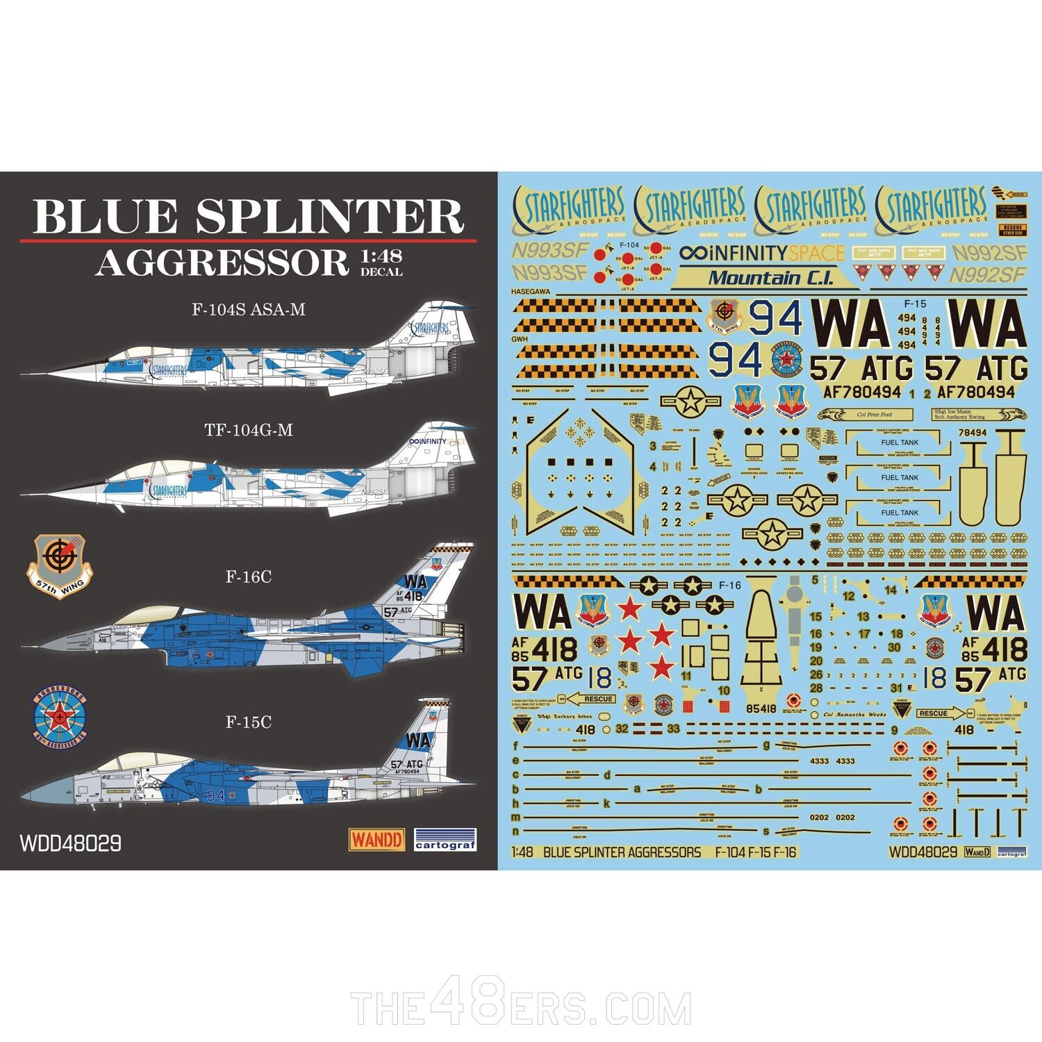 USAF Blue Splinter Aggressor F-16, F-15, F-104