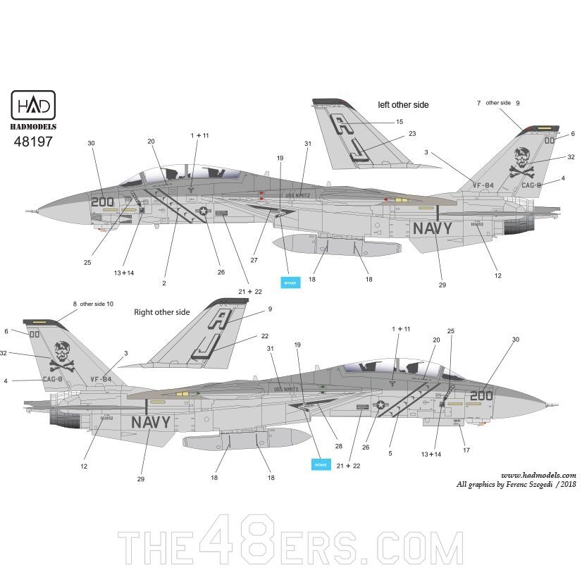 F-14A VF-84 Jolly Rogers low viz decal sheet